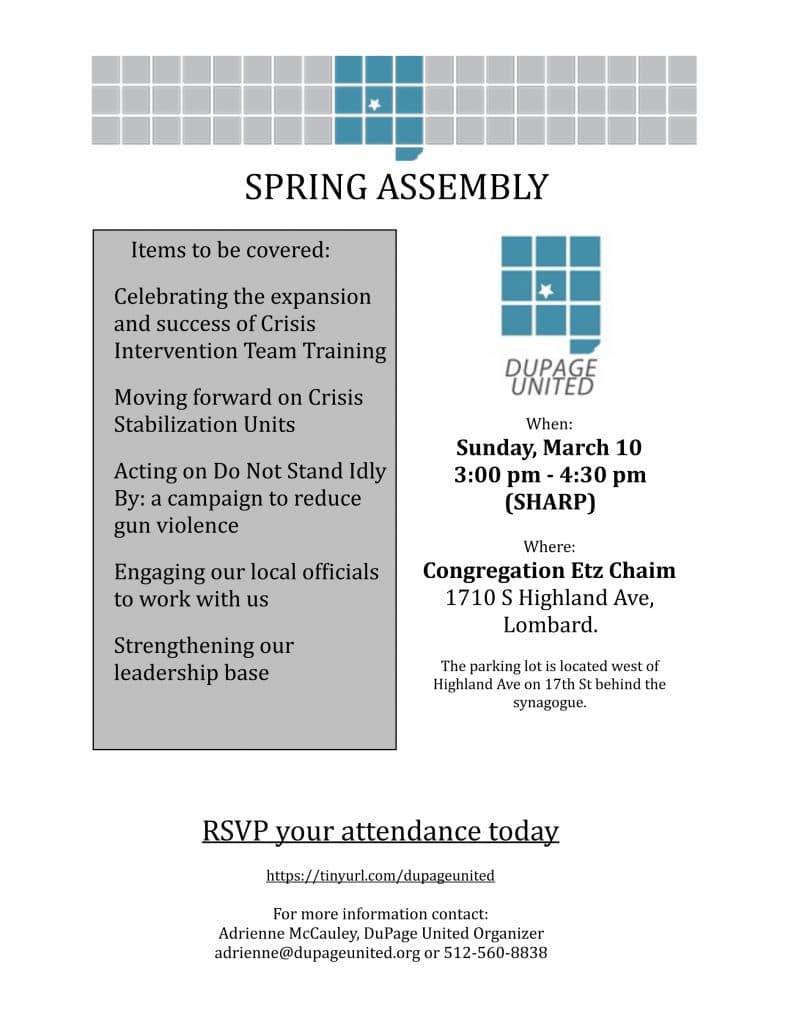 Attend the DuPage United Spring Assembly, March 10 – The Mecca Center