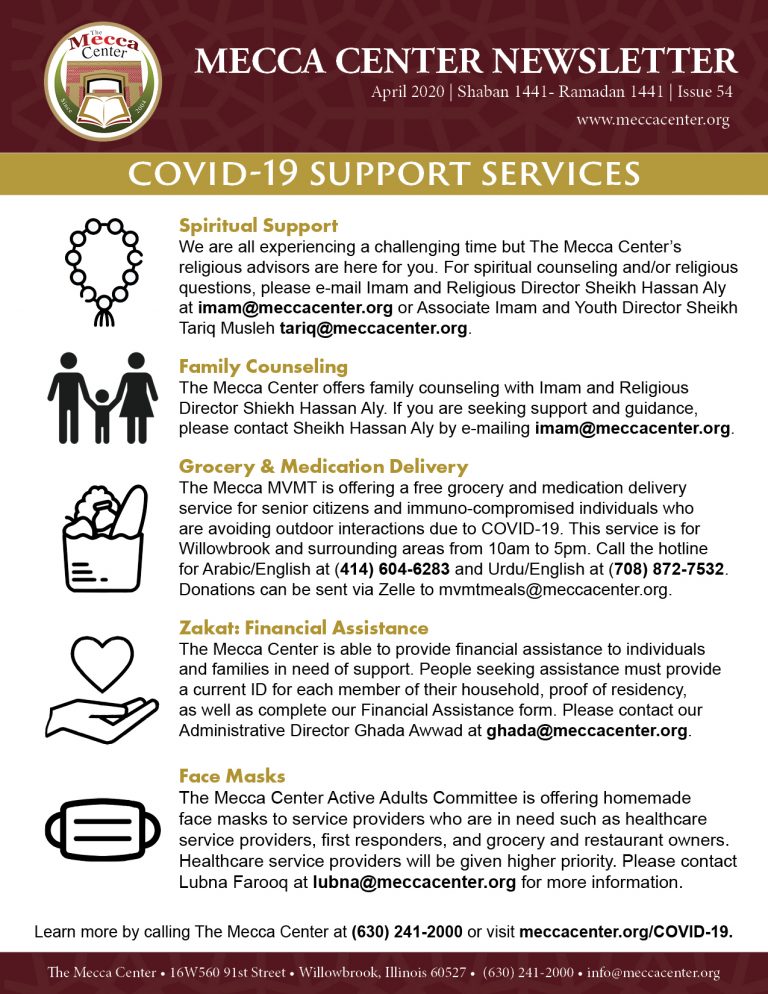 April 2020 Newsletter & Prayer Schedule – The Mecca Center