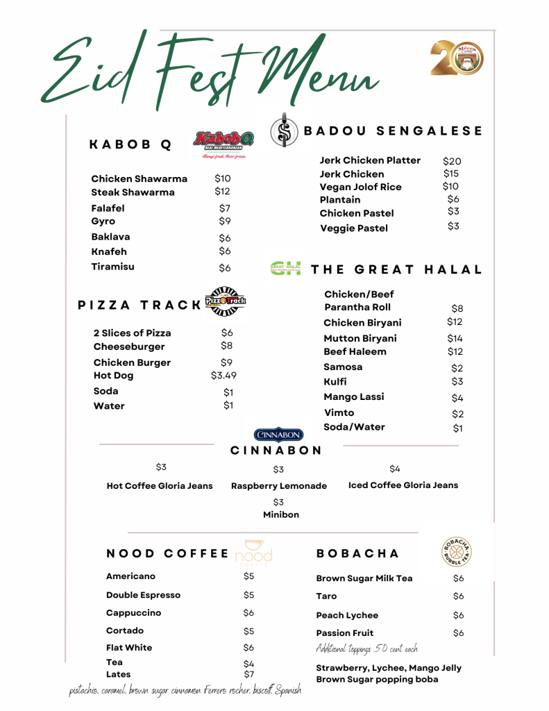 Eid Fest Menu – The Mecca Center